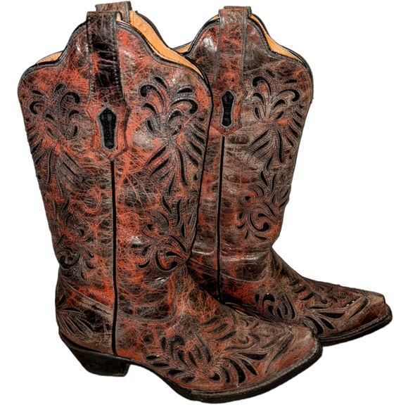 Corral | Shoes | Corral Womens Snip Toe Burnt Orange Red Black Sequin ...